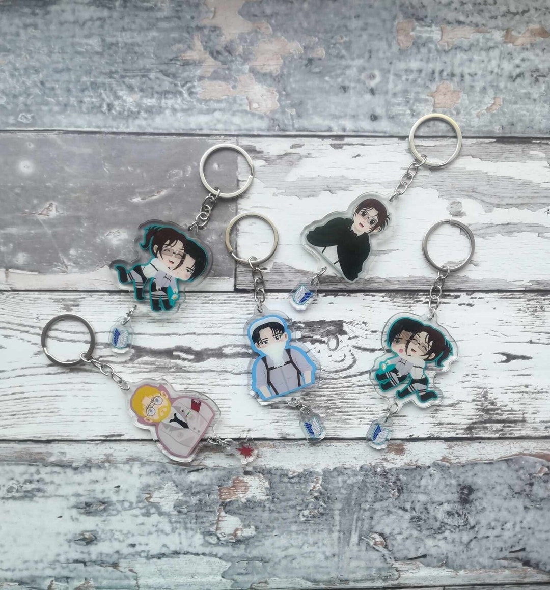 Attack on Titan Acrylic Keychain, Levi Ackerman, Hange Zoe, Zeke Jaeger ...