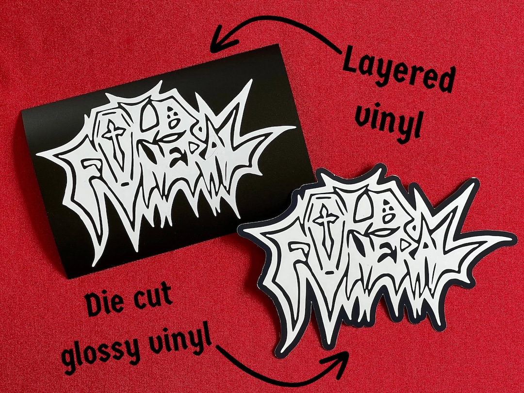 Old Funeral Sticker Heavy Metal Sticker Layered Vinyl Waterproof Sticker Die Cut Glossy Vinyl ...
