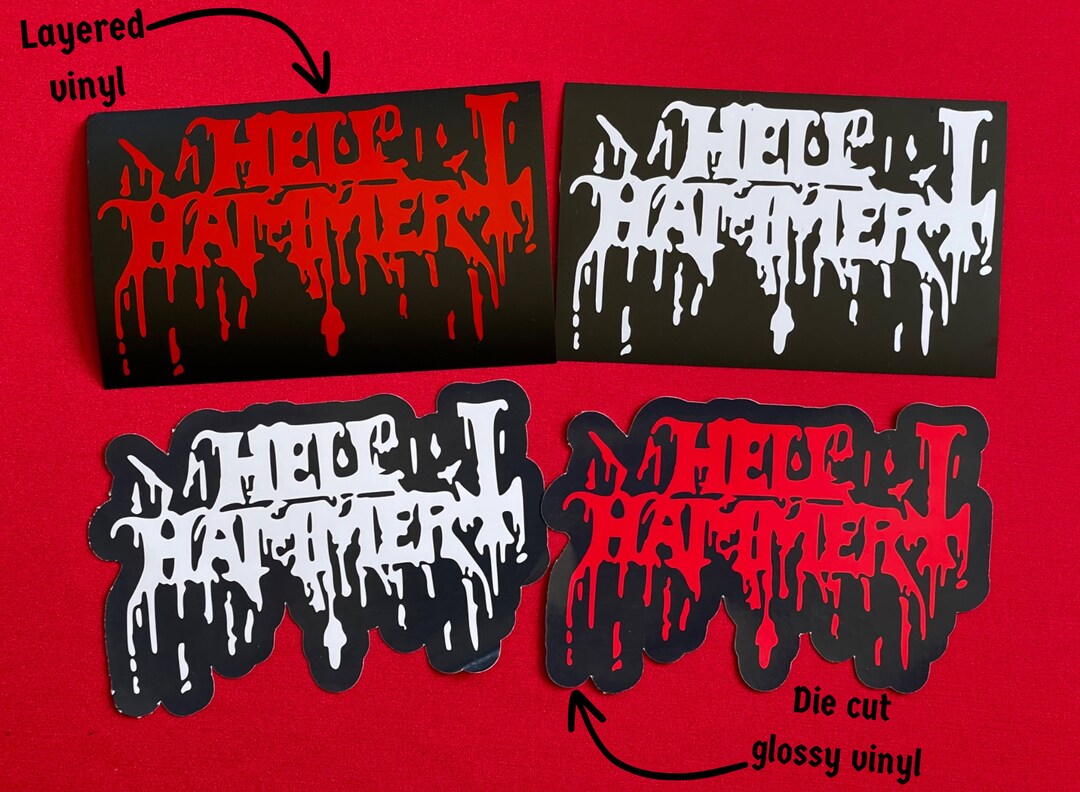 Hellhammer Sticker Heavy Metal Sticker Layered Vinyl Waterproof Sticker Die Cut Glossy Vinyl ...