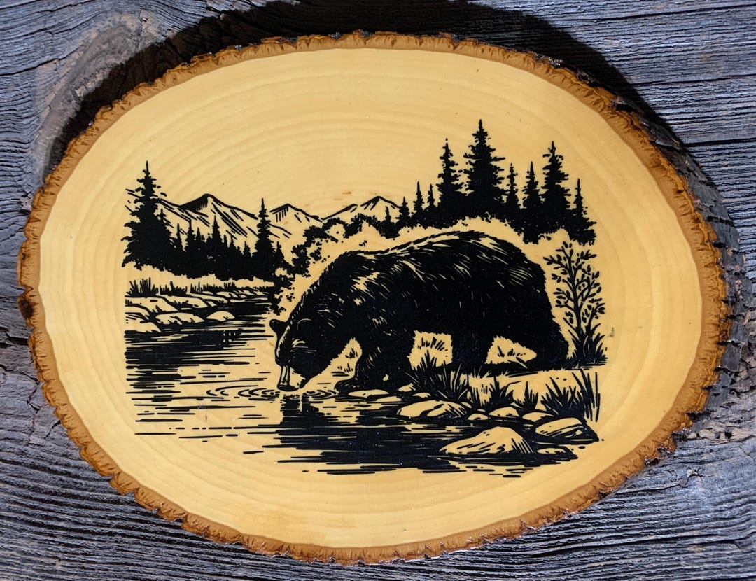 Rustic Live Edge Drinking Bear Wall Hanging - Etsy