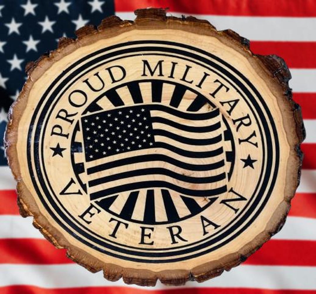 Rustic Live Edge American Flag Military Veterans Tribute Wall Hanging ...