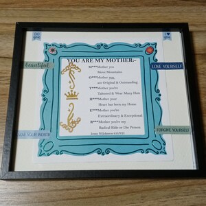 Black and White Showbox Frames Displaying Mother's Day Poem Titled You ...