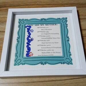 Black and White Showbox Frames Displaying Mother's Day Poem Titled You ...
