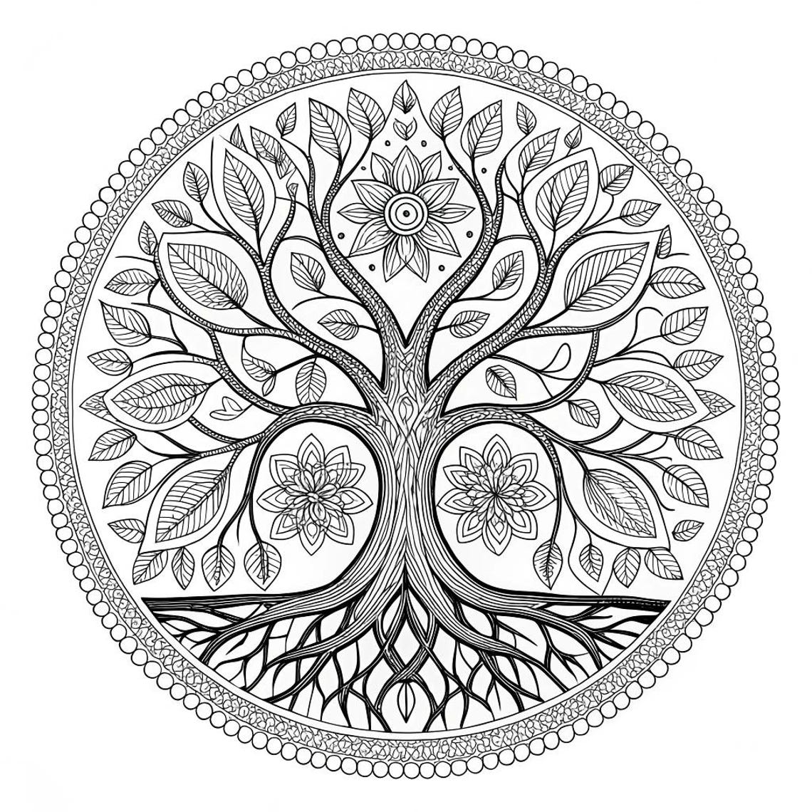 100 Tree Mandala Coloring Pages, Printable Coloring Pages, Mandalas ...