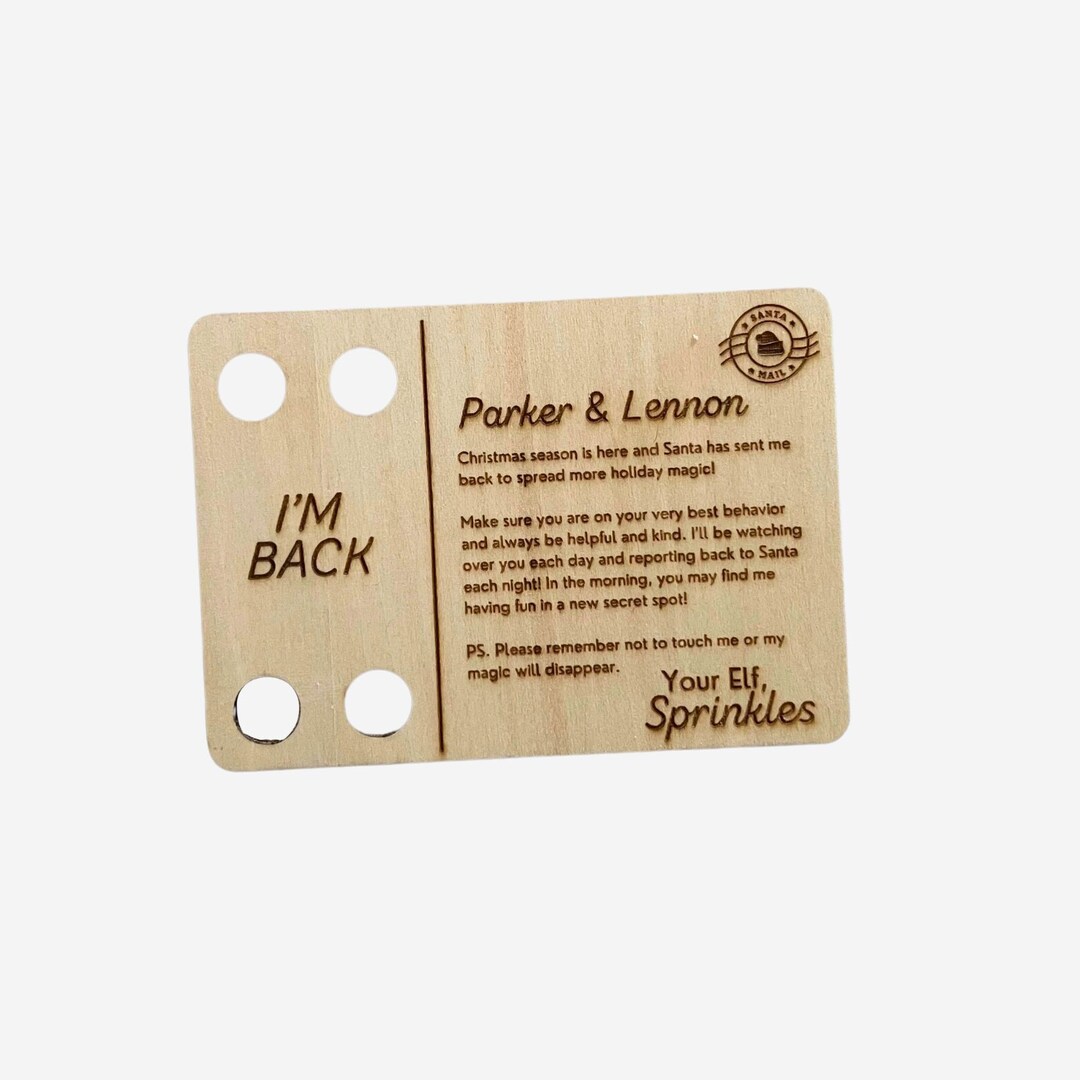 Elf on the Shelf IM BACK, Personalized Elf on the Shelf Postcard, Elf ...