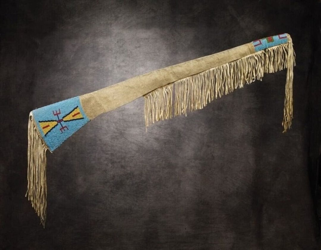 Native American Indian Sioux Beaded Rifle Scabbard Style Suede Leather ...