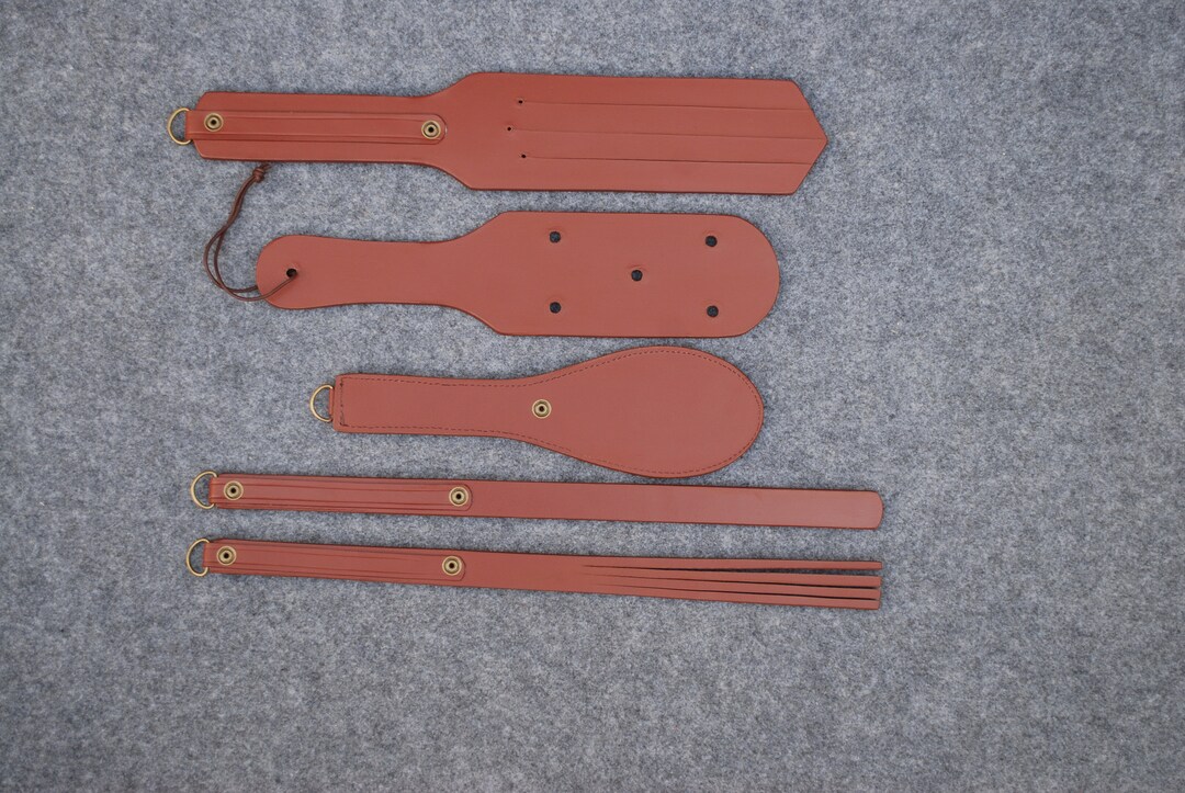 Premium Leather Handmade Slave Spanking Paddle Slapper 5 Pcs Set Best ...