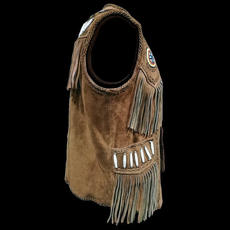 New Men Western Wear Cowhide Suede Vest With Fringes Beads - Etsy