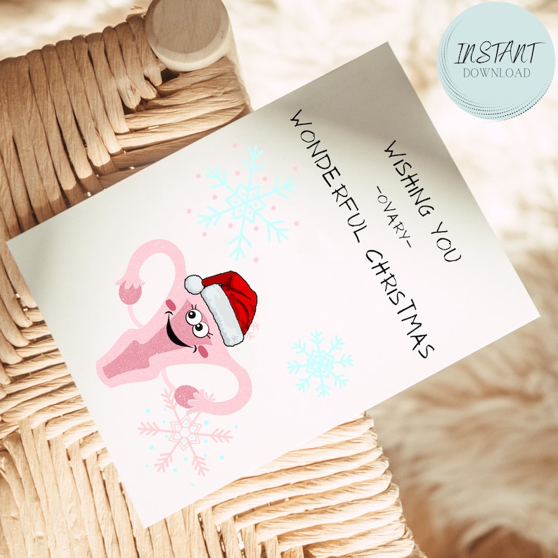 Ovary Merry Christmas Card, Uterus Christmas Card, OBGYN Christmas Card ...