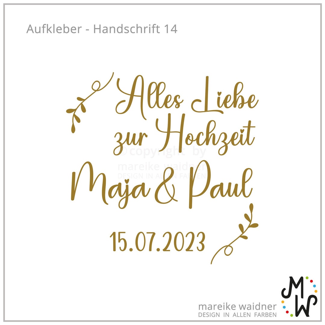 Stickers | Marriage / Wedding | Name + Date | Attention - Etsy