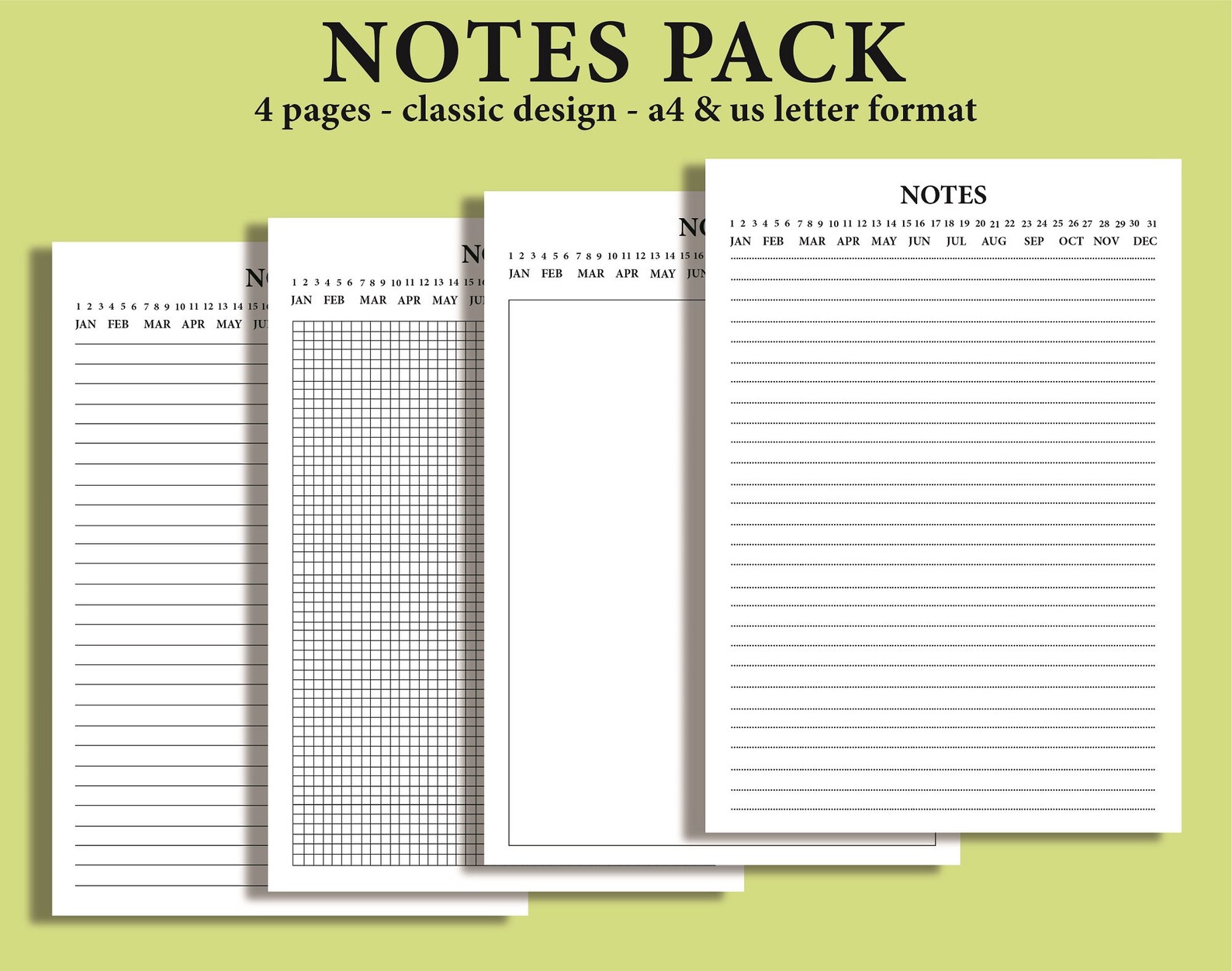 Printable & Digital Notes Pages Instant Download | Etsy