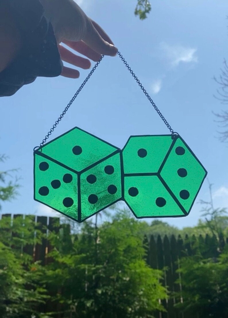 Hanging Dice Stained Glass Art - Etsy