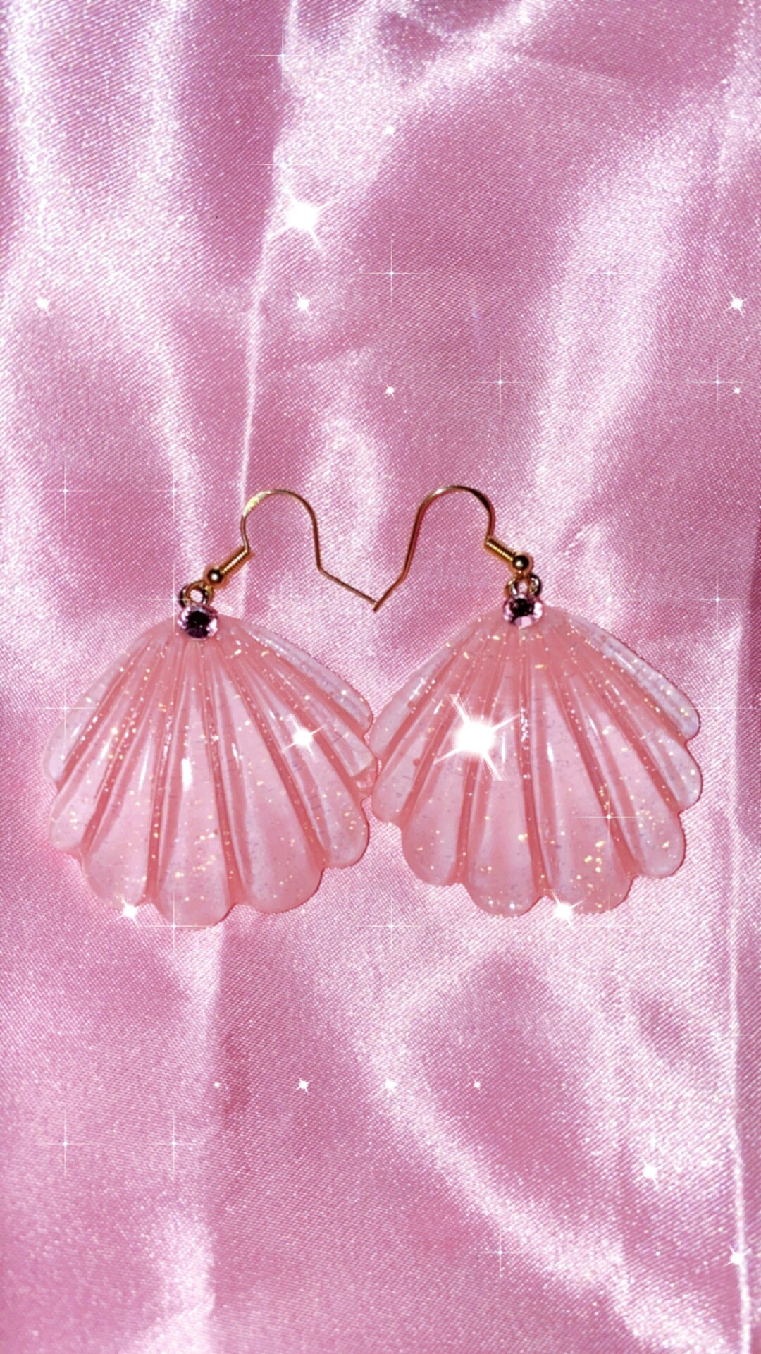 Beach Barb Doll Pink Sparkly Seashell Earrings| Barb Pink Glitter ...