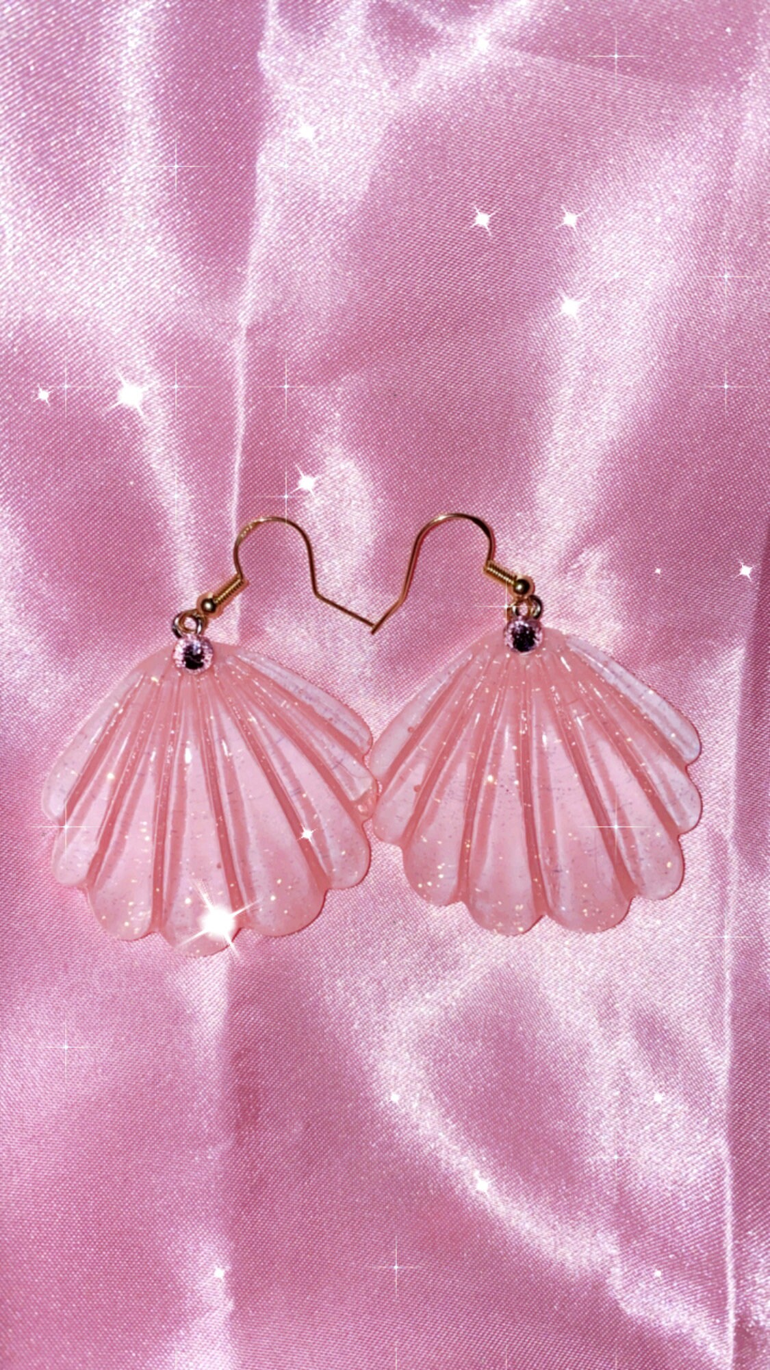 Beach Barb Doll Pink Sparkly Seashell Earrings Barb Pink Glitter ...