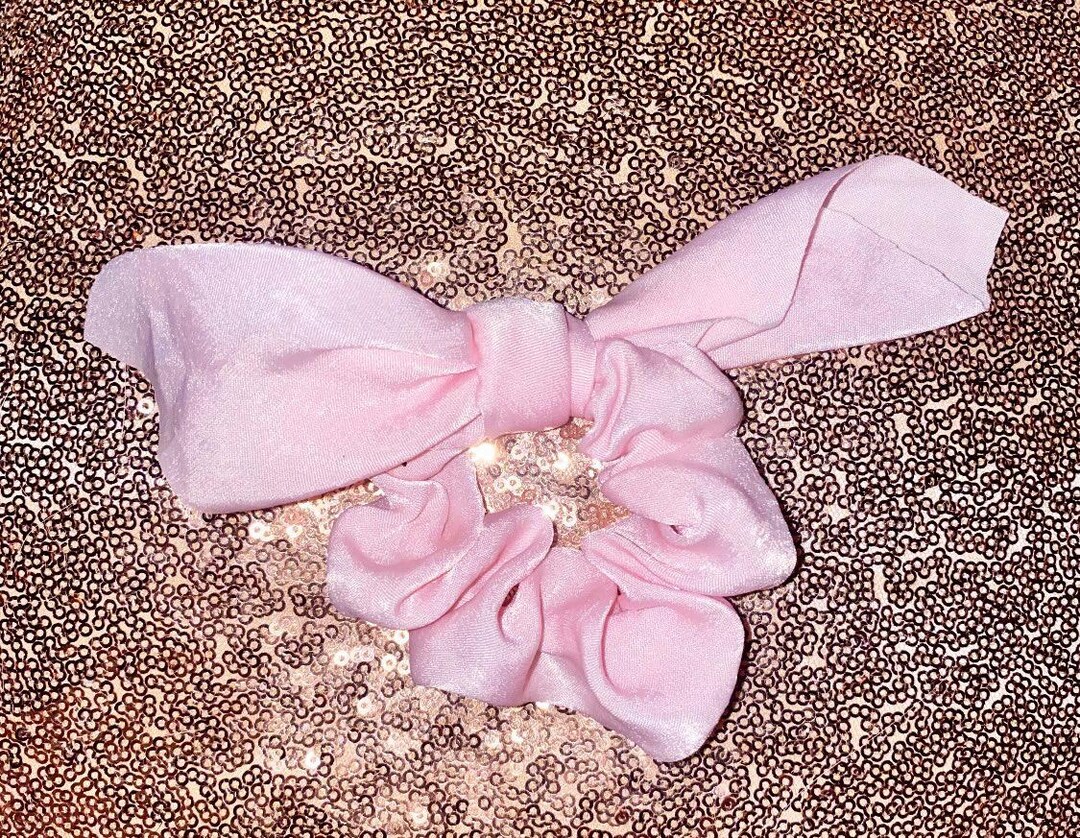 Pink Bunny Hair Scrunchies Baby Pink Set Bowknot Bow Hairstyles Rabbit ...