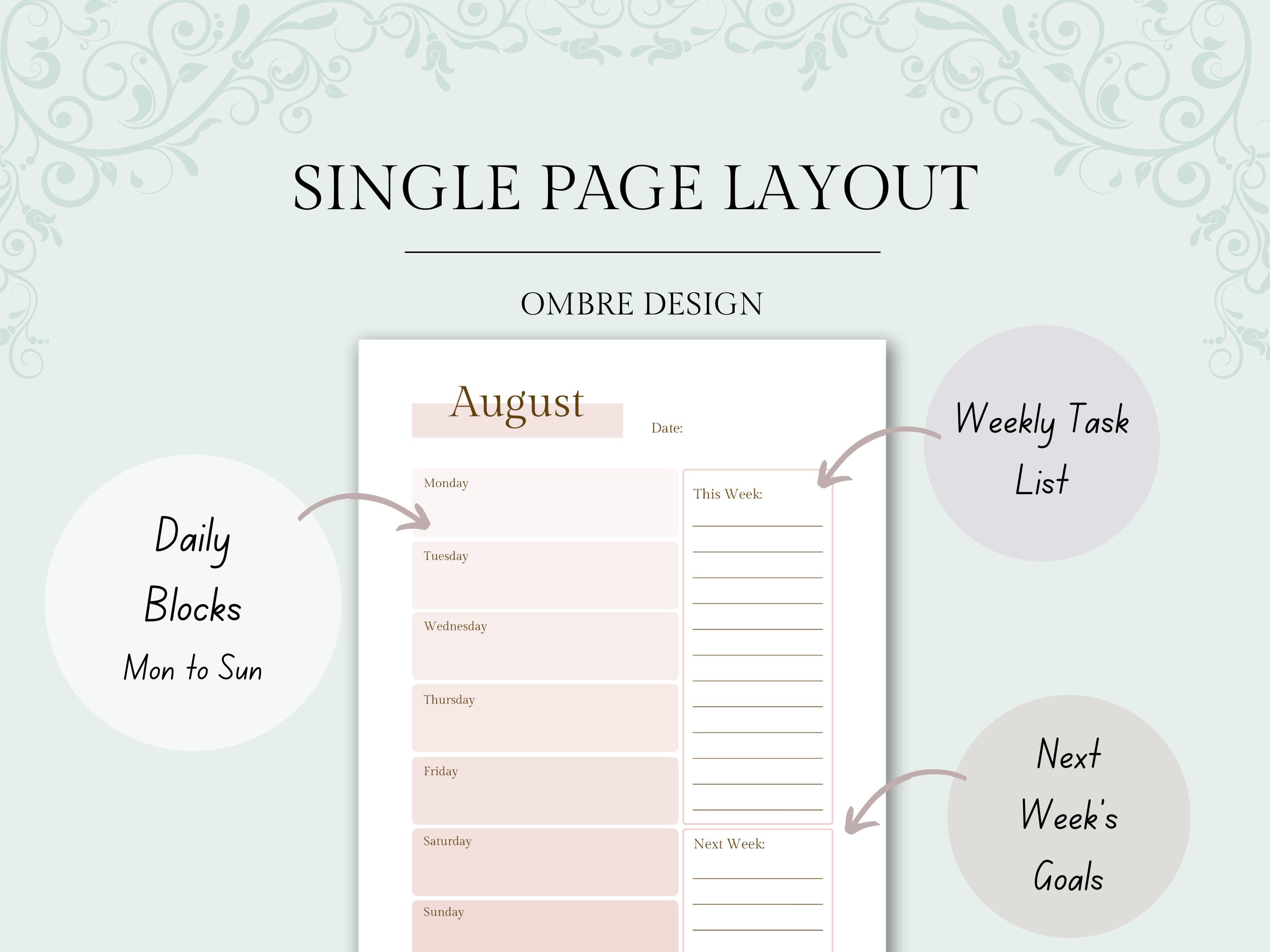 Printable Weekly Planner | Ombre Weekly Planner | Weekly Undated ...