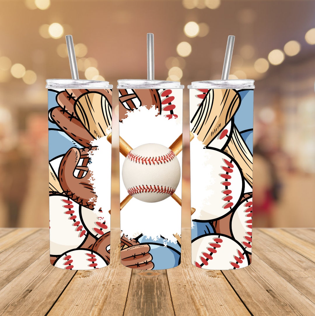 Baseball Crossed Bats Seamless Sublimation Designs - 20 Oz Skinny ...