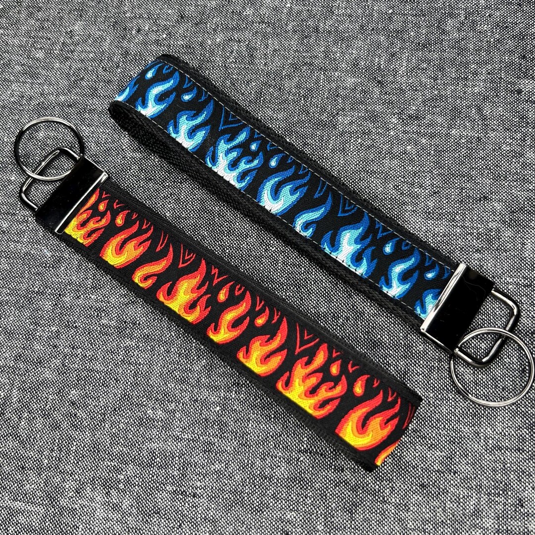 Flames Ribbon Key Chain/fob/wrist Strap Coffee - Etsy