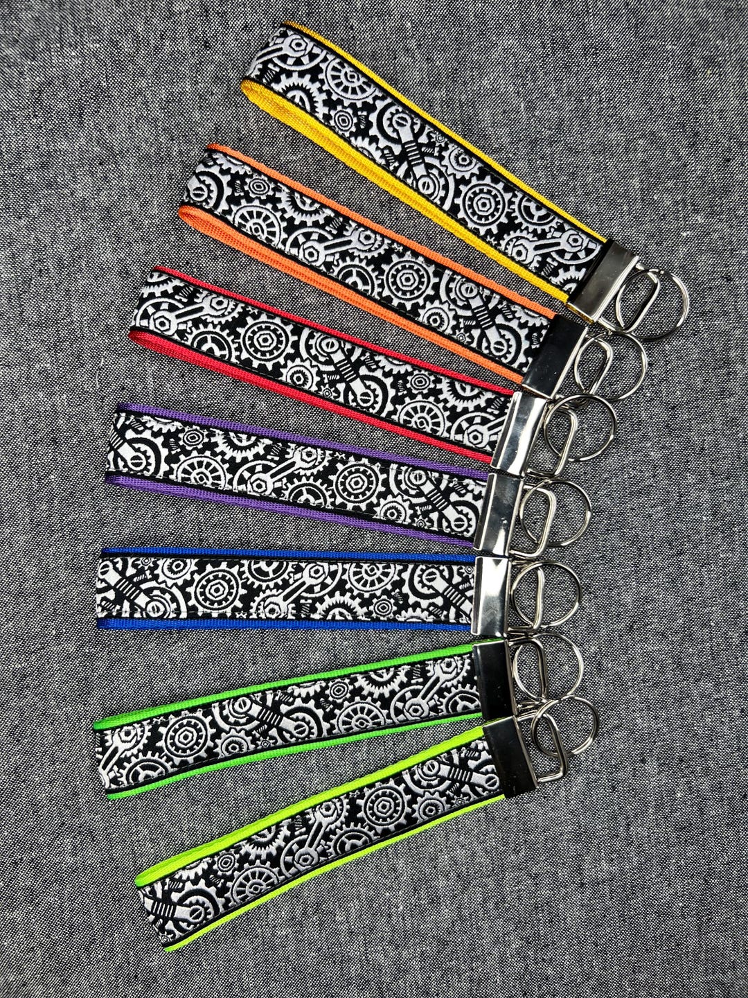 Gears Motorcycle Motor, Ribbon Key Chain/fob/wrist Strap - Etsy