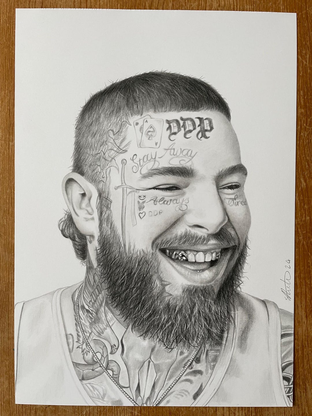 Original A4 Post Malone Drawing - Etsy