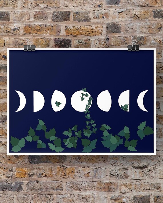 Moon Phases and Poison Ivy Art Print - Etsy UK