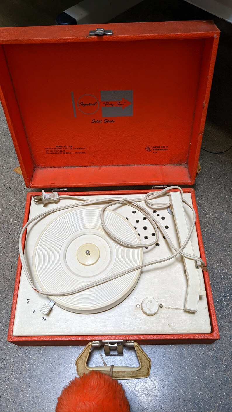 Retro, Record Player, Imperial, Party Time, 1970's, Orange, Funky ...