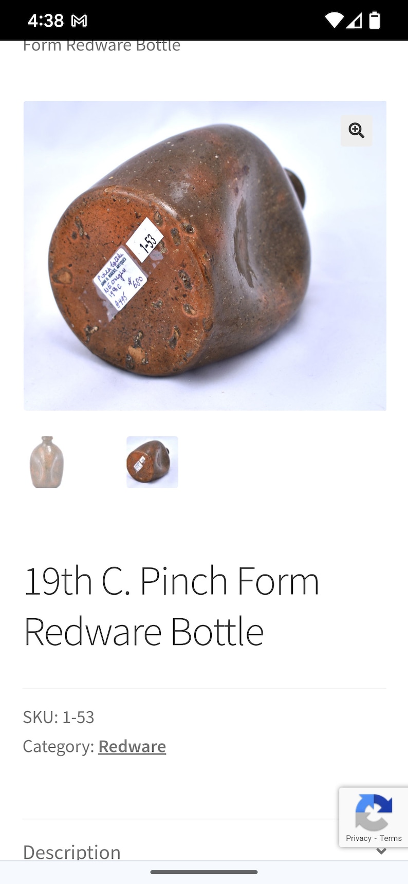 19th Century Pinch Form Redware Bottle RARE - Etsy