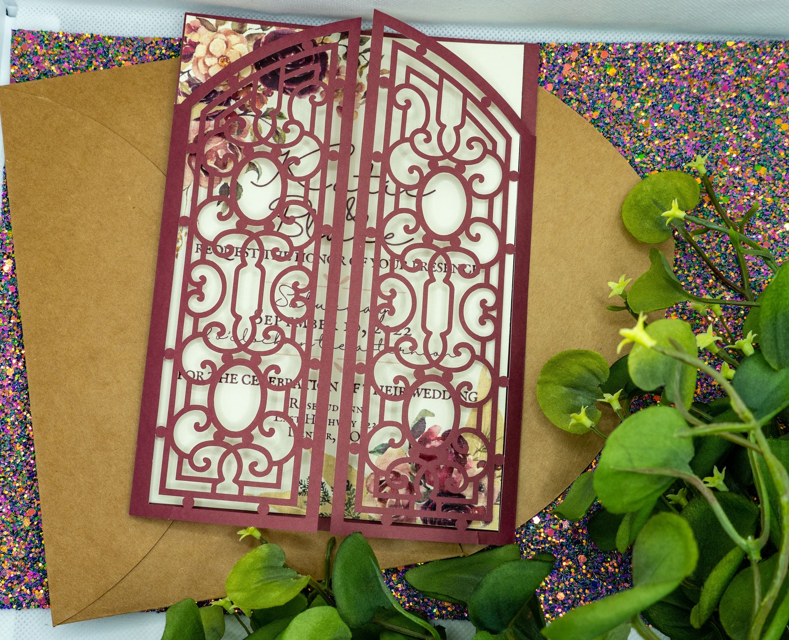 Arch Gate Fold Vintage Art Deco 5x7 Wedding Invitation Insert | Etsy