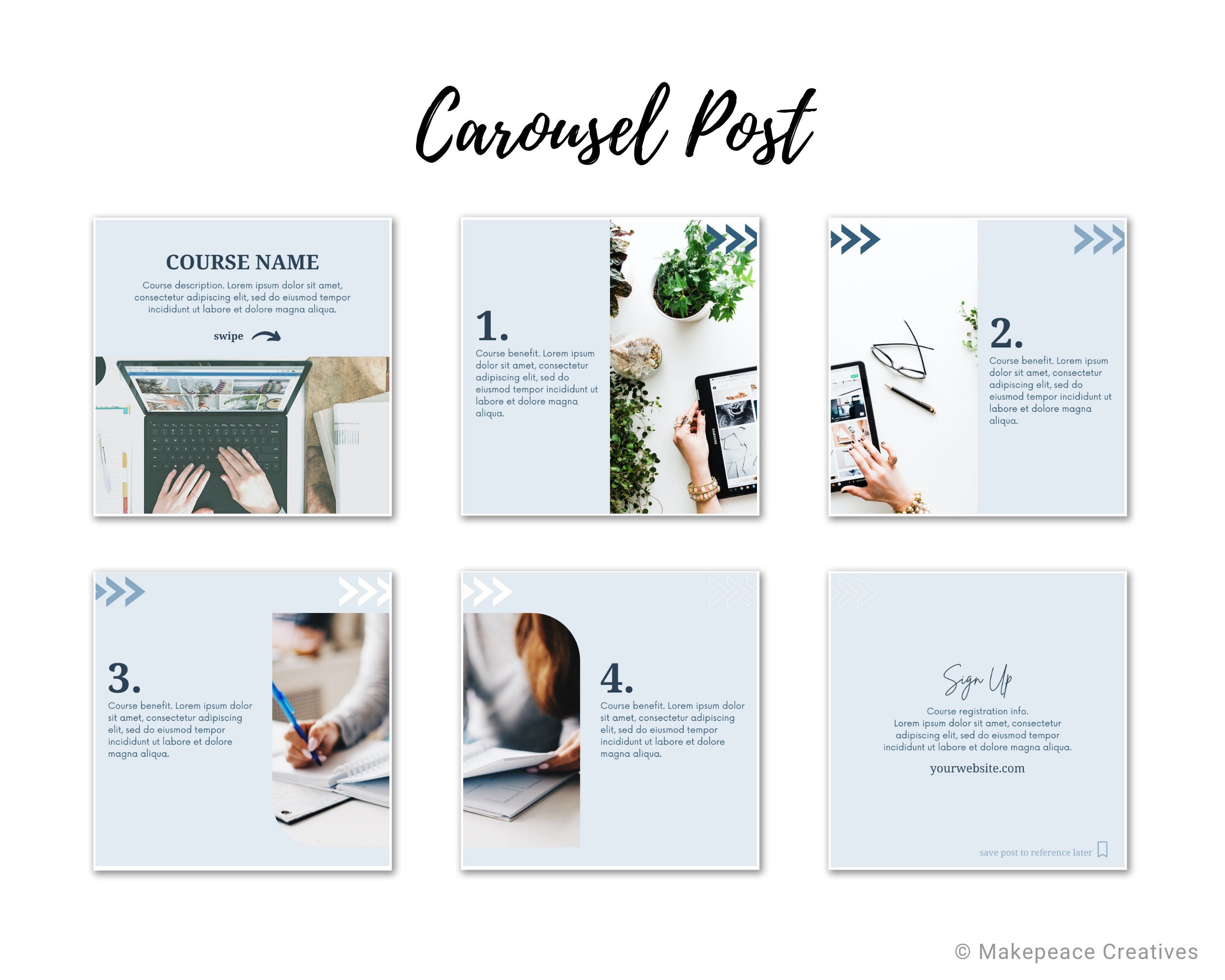 Canva Social Media Templates Blue Instagram Templates | Etsy