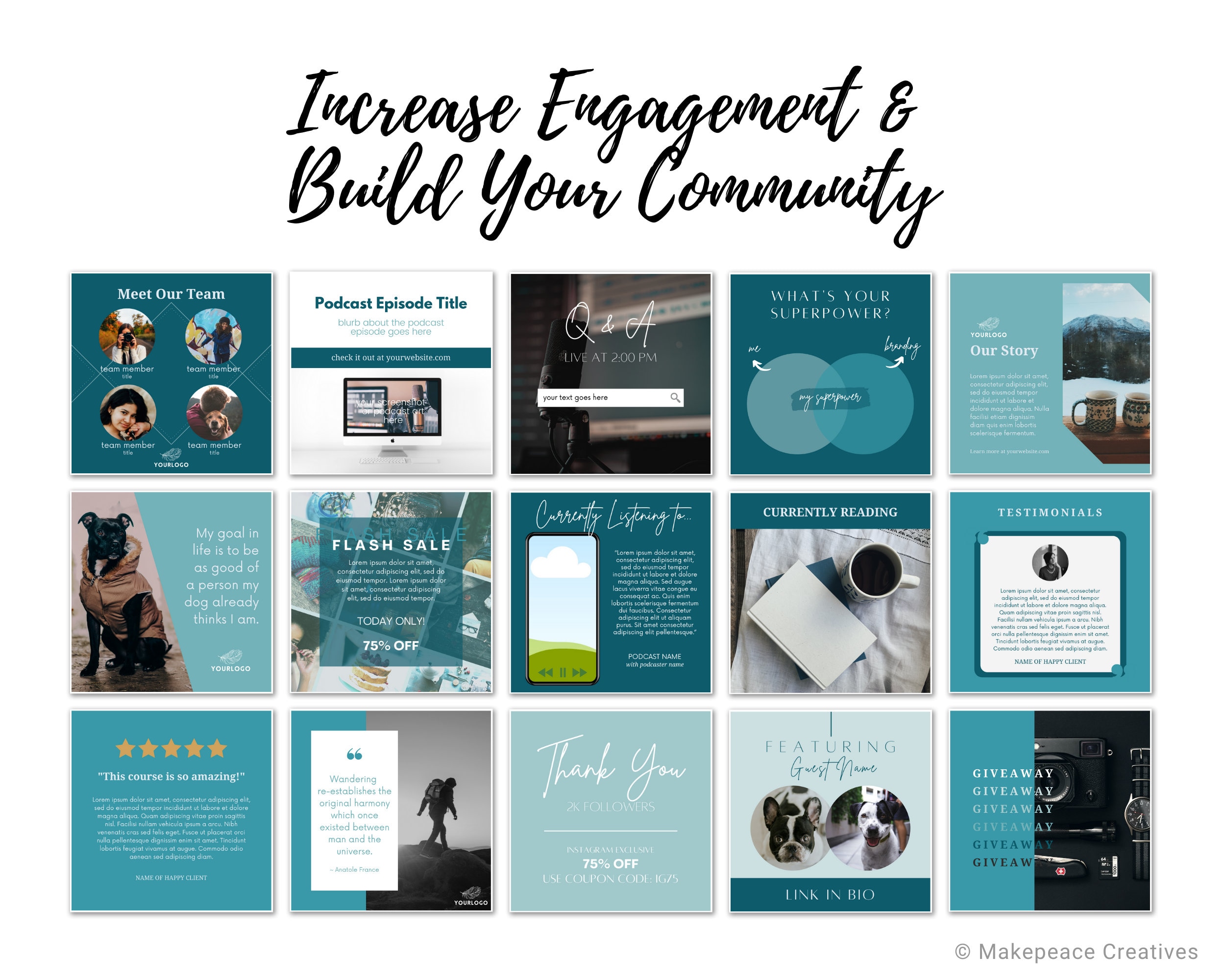 Linkedin Square Canva Social Media Templates, Turquoise Linkedin ...