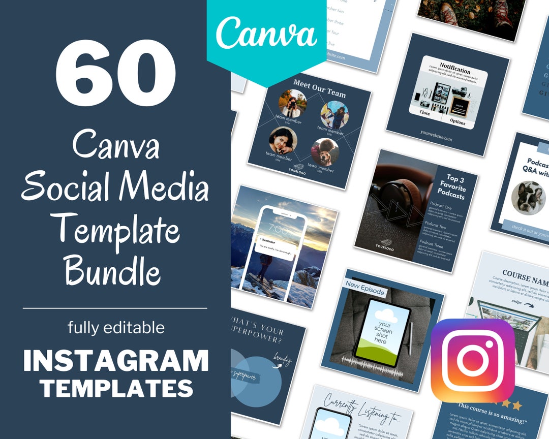 Canva Social Media Templates, Blue Instagram Templates, Instagram ...