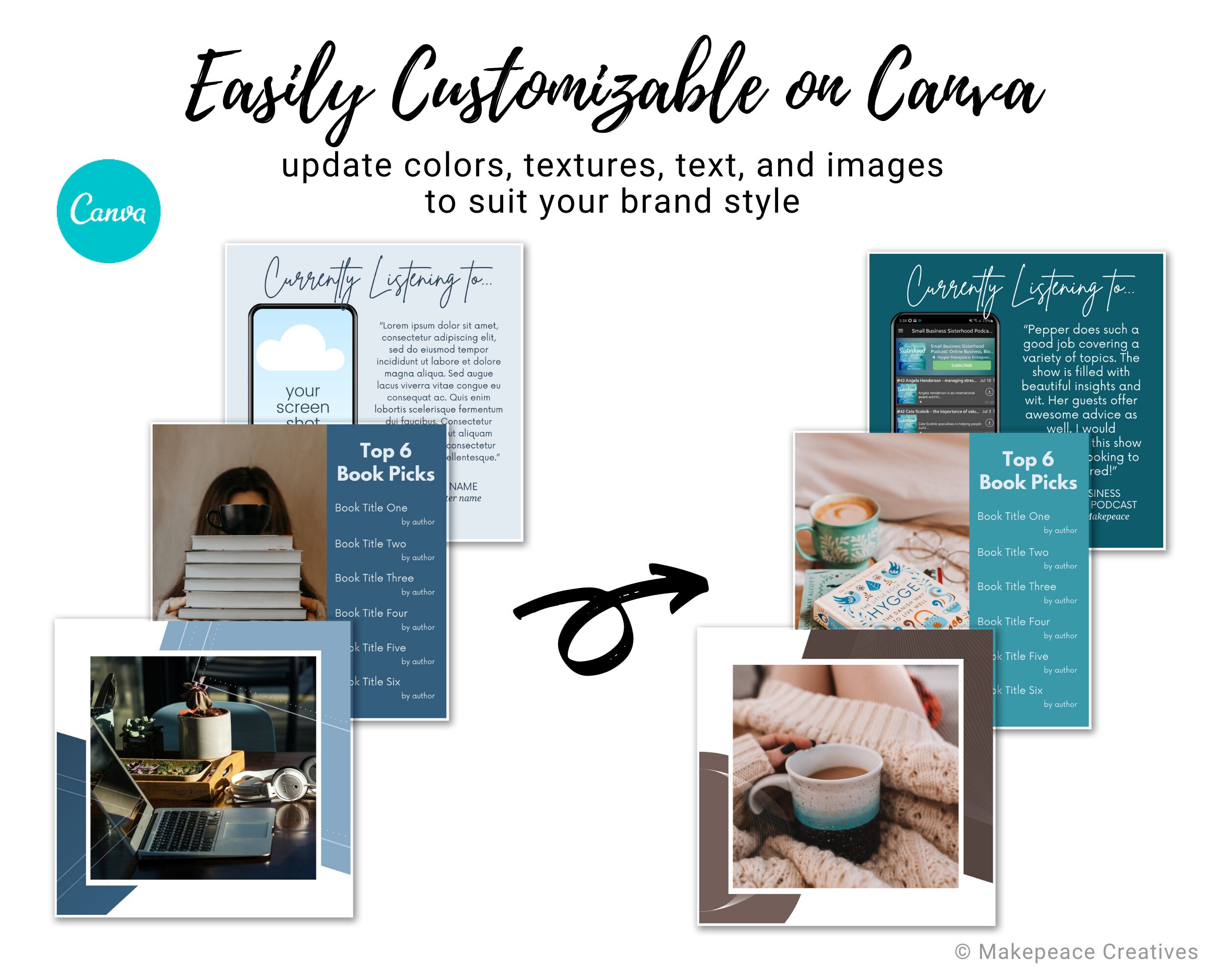 Canva Social Media Templates Blue Instagram Templates | Etsy