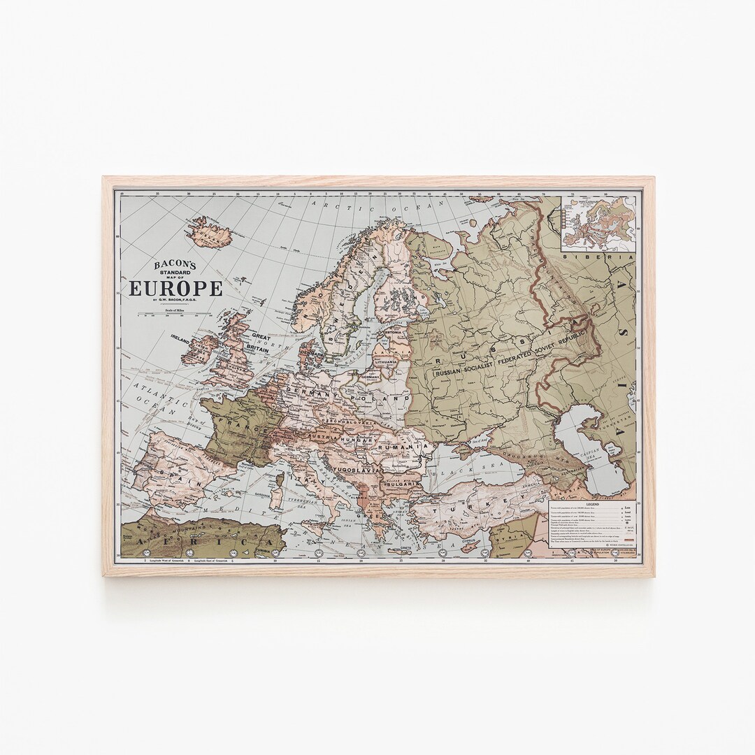 Europe Maps Printable Map of Europe Print Muted Map Print - Etsy