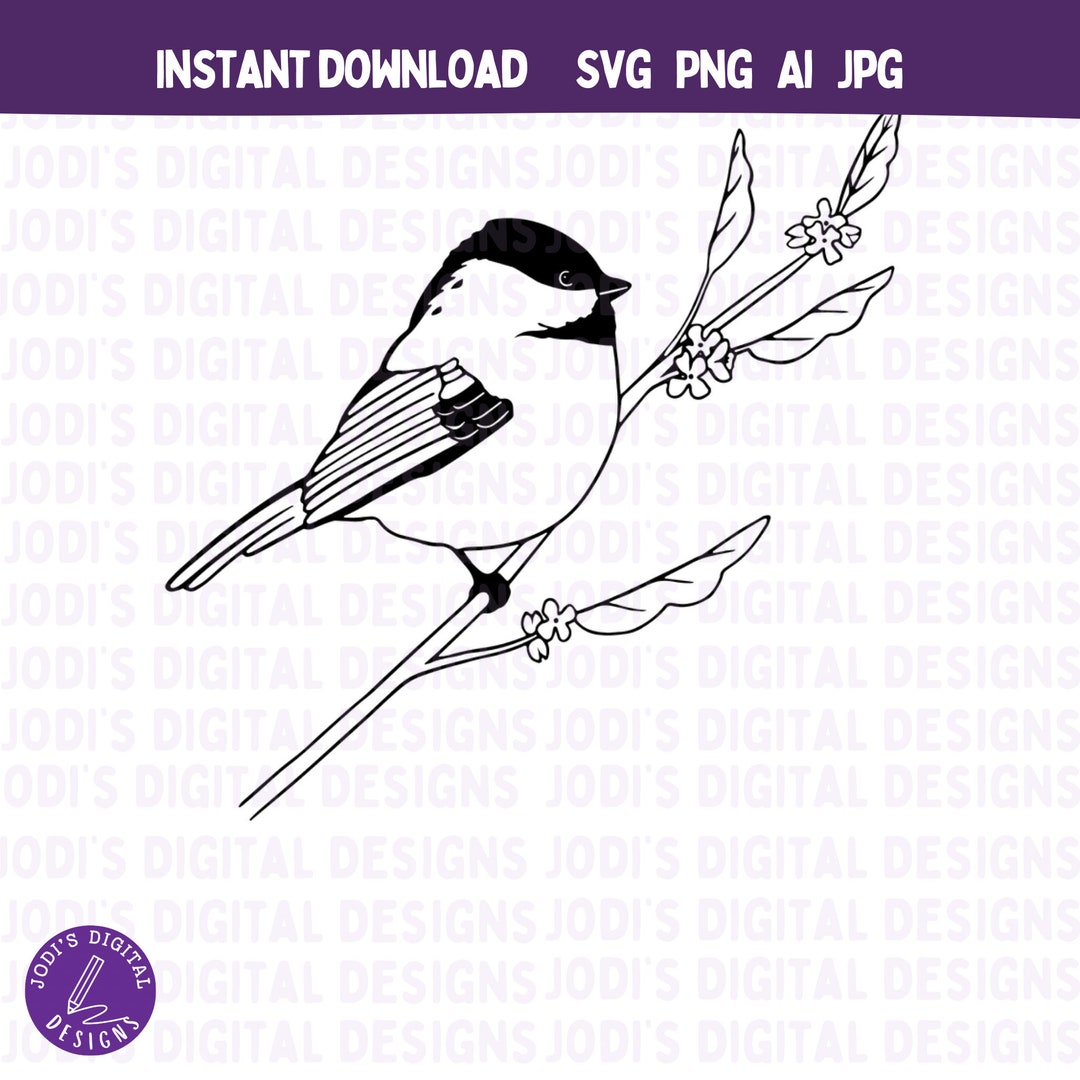 Chickadee Svg, Printable Bird Sketch, Hand Drawn, Wildlife Digital ...