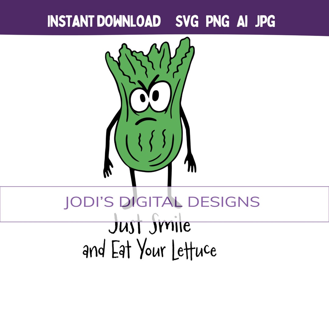Lettuce Svg, Funny Kitchen Sign, Romaine, Angry Veggies, Vegetable ...