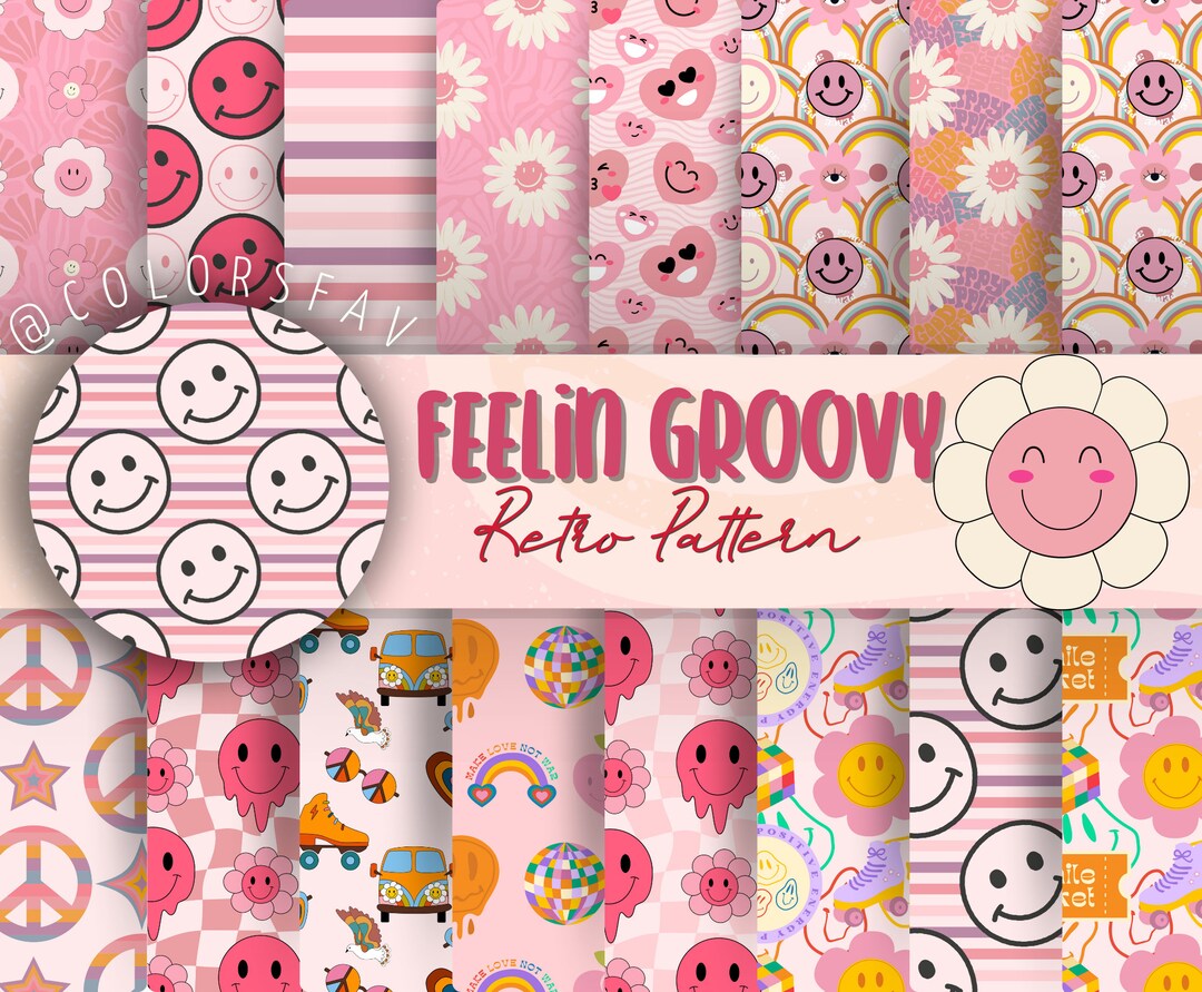 Feelin Groovy Pattern Paper Girly GROOVY SMILE Retro Happy - Etsy