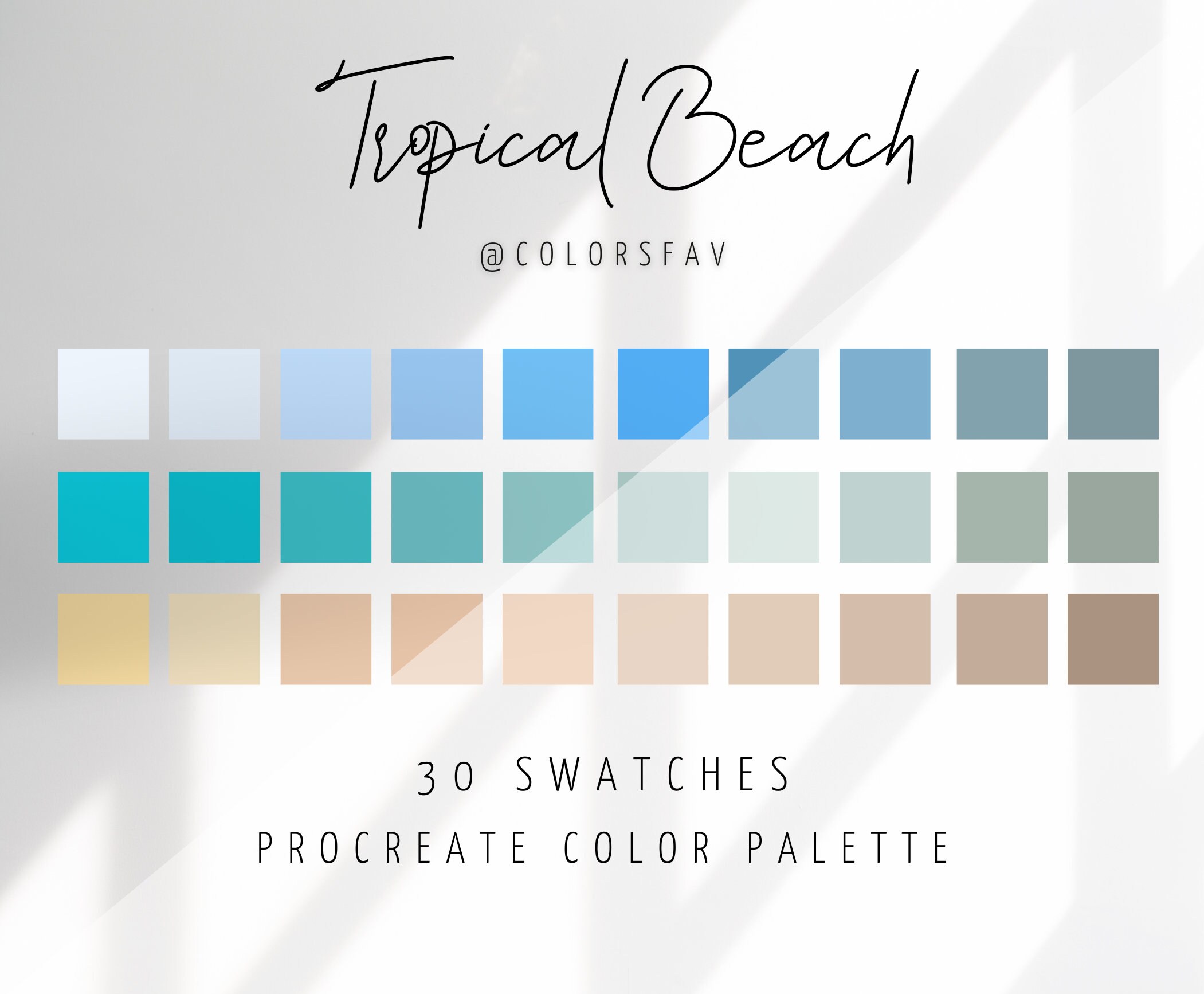 Tropical Beach Procreate Color Palette Color Chart Summer Procreate