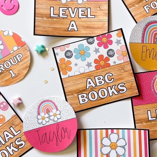 Groovy Glitter Classroom Labels editable - Etsy