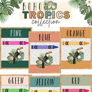 Boho Tropics Classroom Color Posters - Etsy