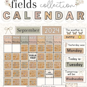 Wildflower Fields Classroom Calendar - Etsy
