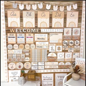 Boho Rainbow Classroom Decor Bundle, Editable, Calm Classroom Decor ...