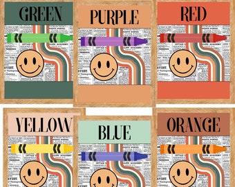 PRINTABLE Color Posters Pack Tie Dye Retro Classroom Decor Retro Colors ...
