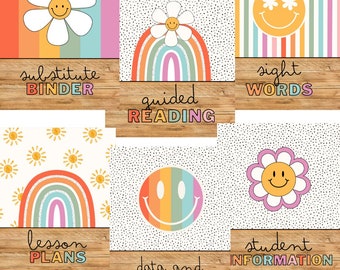 Binder Covers & Spines Editable Groovy Garden Retro Decor DIGITAL ...