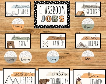 Boho Classroom Jobs Display Editable Powerpoint Job Cards Ready-to ...