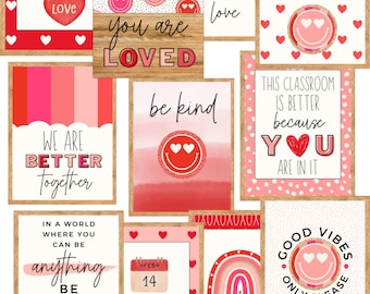 Valentine's Day Retro Groovy Classroom Posters Valentine's Day Posters ...