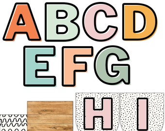 Boho / Retro PRINTABLE Bulletin Board Letters - Etsy