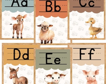 Printable, Farm Theme Alphabet Wall Posters, Classroom Decor, Farm ...