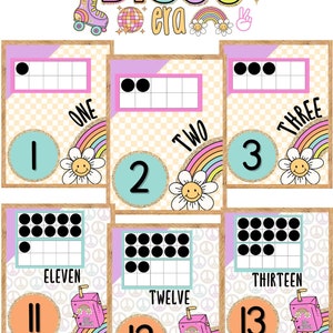 Disco Era Classroom Number Posters - Etsy