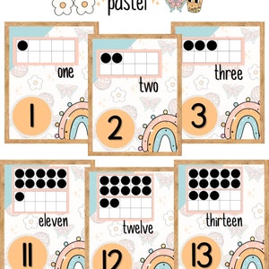 Groovy Pastel Classroom Number Posters - Etsy