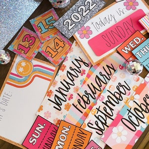 Groovy Glitter Classroom Calendar - Etsy